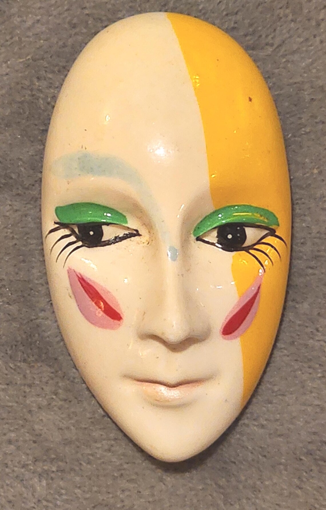 Vintage Painted Faces Pin Clown Face Brooch, Mime Pin: - Etsy