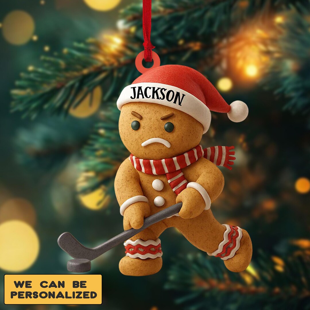Personalized Gingerbread Hockey Skates Ornament, Custom Name Number ...