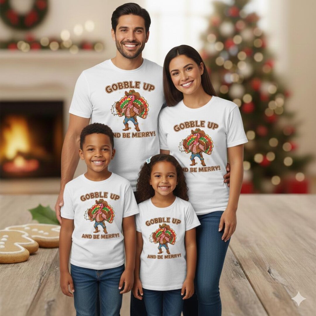 Gobble up and Be Merry Cowboy Turkey PNG, Funny Thanksgiving Turkey ...