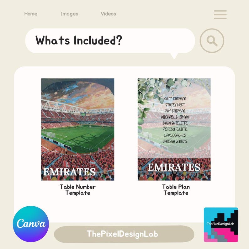 Emirates Football Stadium Wedding Table Template (digital Template) - Etsy