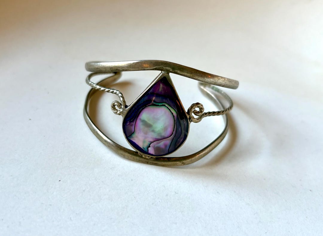 Vintage Abalone Shell Cuff Bracelet Teardrop Extra Small Mother of ...
