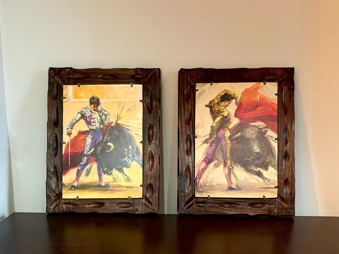 Vintage Spanish Matador Bullfighting Art Prints Set of 2 | Framed Spain ...