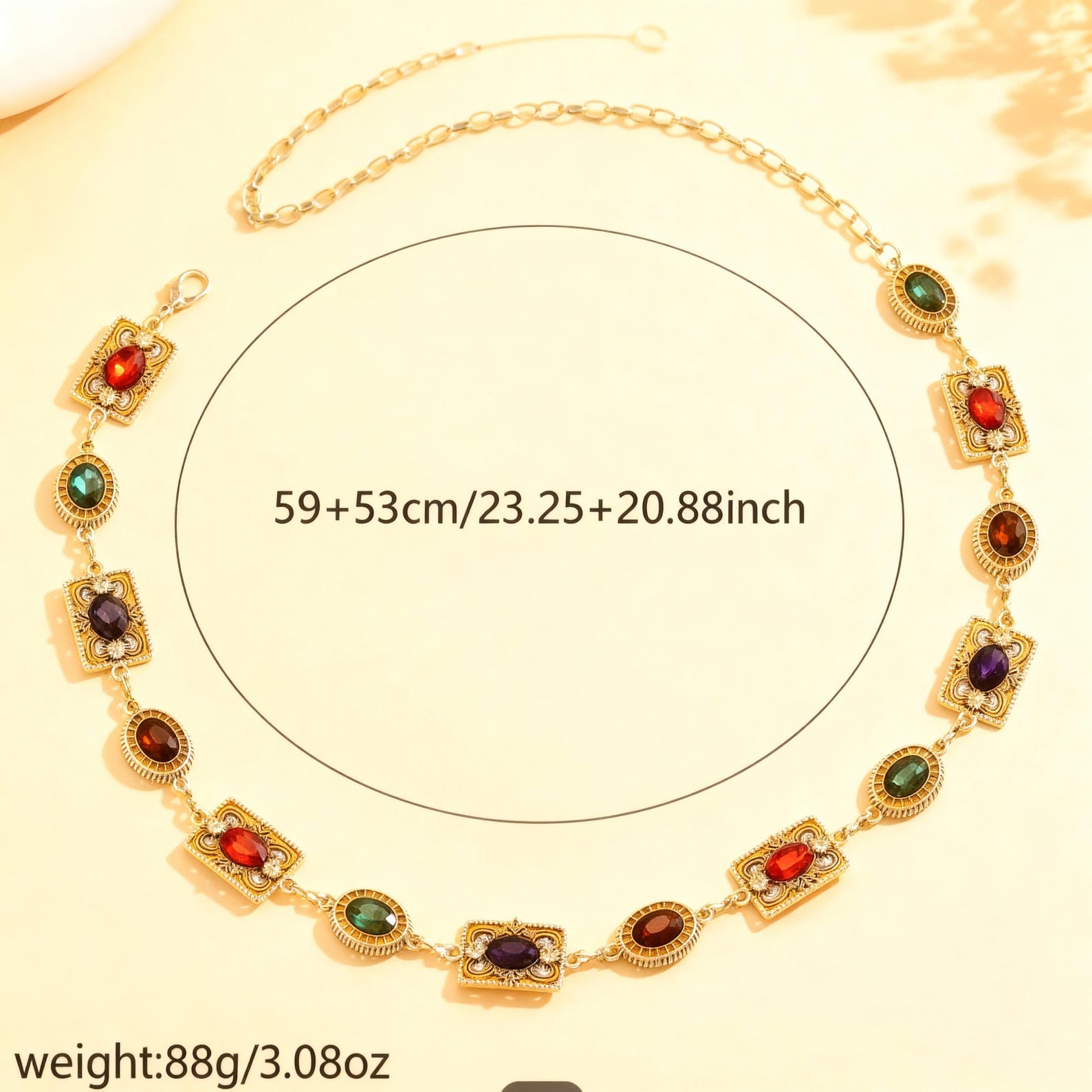 Gold Chain Belt With Colorful Gemstones, Gothic Waist Chain Jewelry for ...