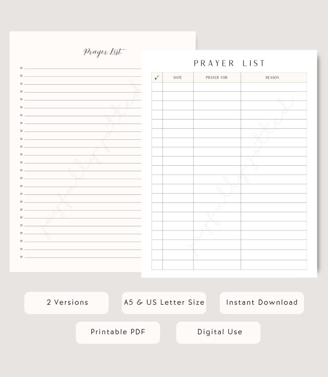 Prayer List Template Printable & Digital (PDF Download) - Etsy