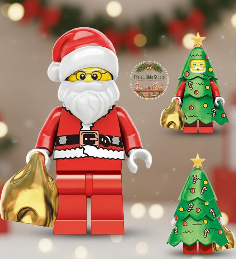 Custom Christmas Minifigure Set | Santa Figure, Festive Elf, Green ...