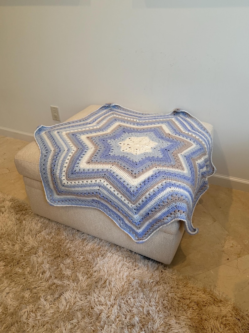 Handmade Crochet Baby Blue 6-day Star Blanket - Etsy