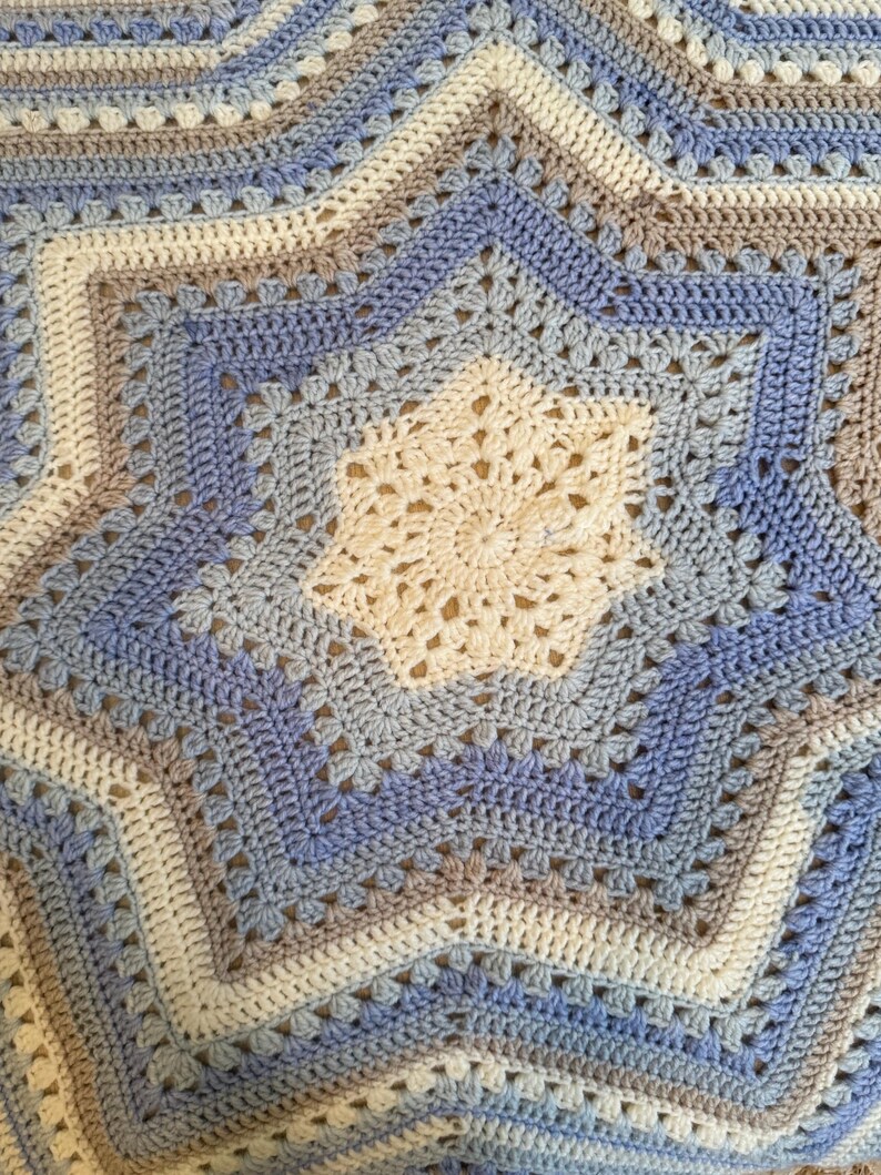 Handmade Crochet Baby Blue 6-day Star Blanket - Etsy