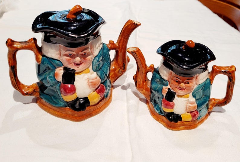 TWO Toby Genuine Staffordshire England Teapots Marked Shorter, Double ...