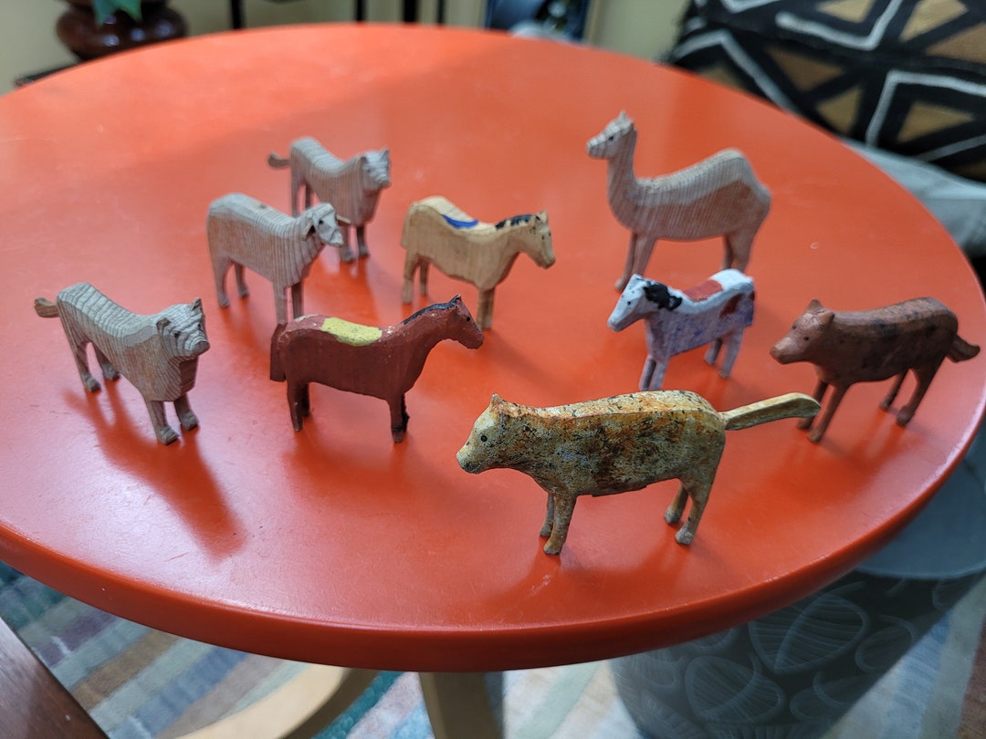 Rare Antique 1800's German Putz Wood Carved Noah's Ark Animals, 19th ...