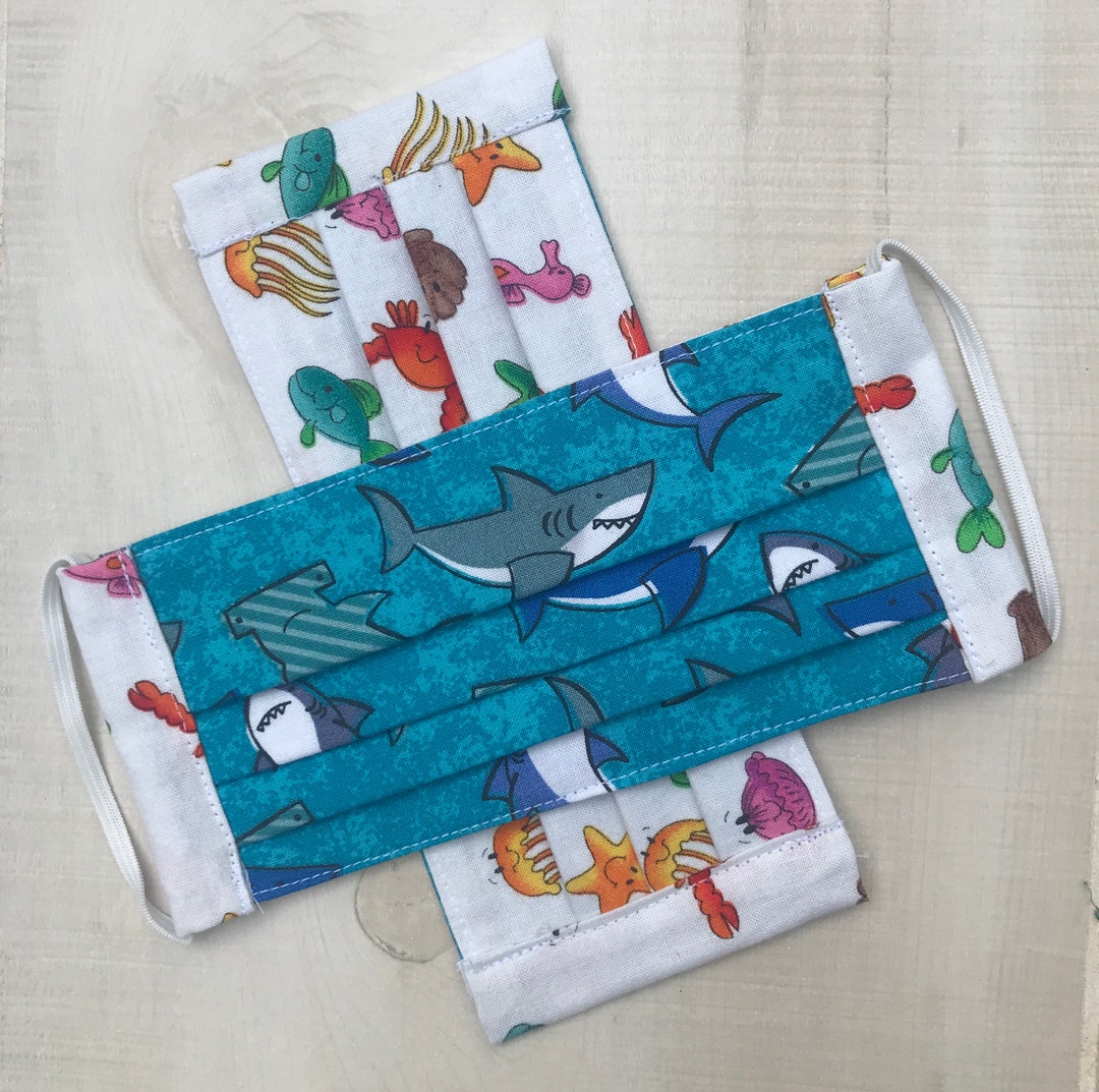 Child Shark Face Mask 100% Double Layer Cotton Washable - Etsy