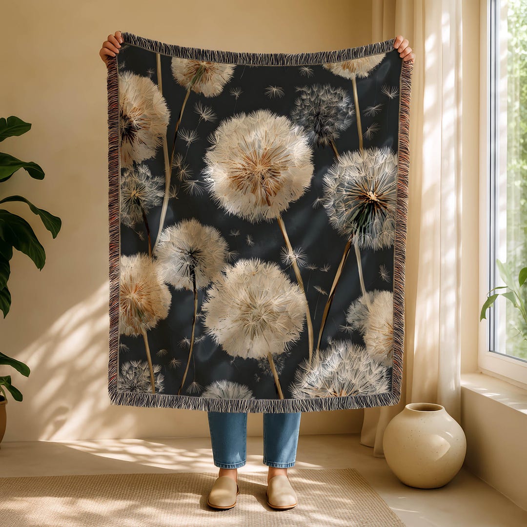 Dandelion Pattern Woven Throw Blanket - Etsy