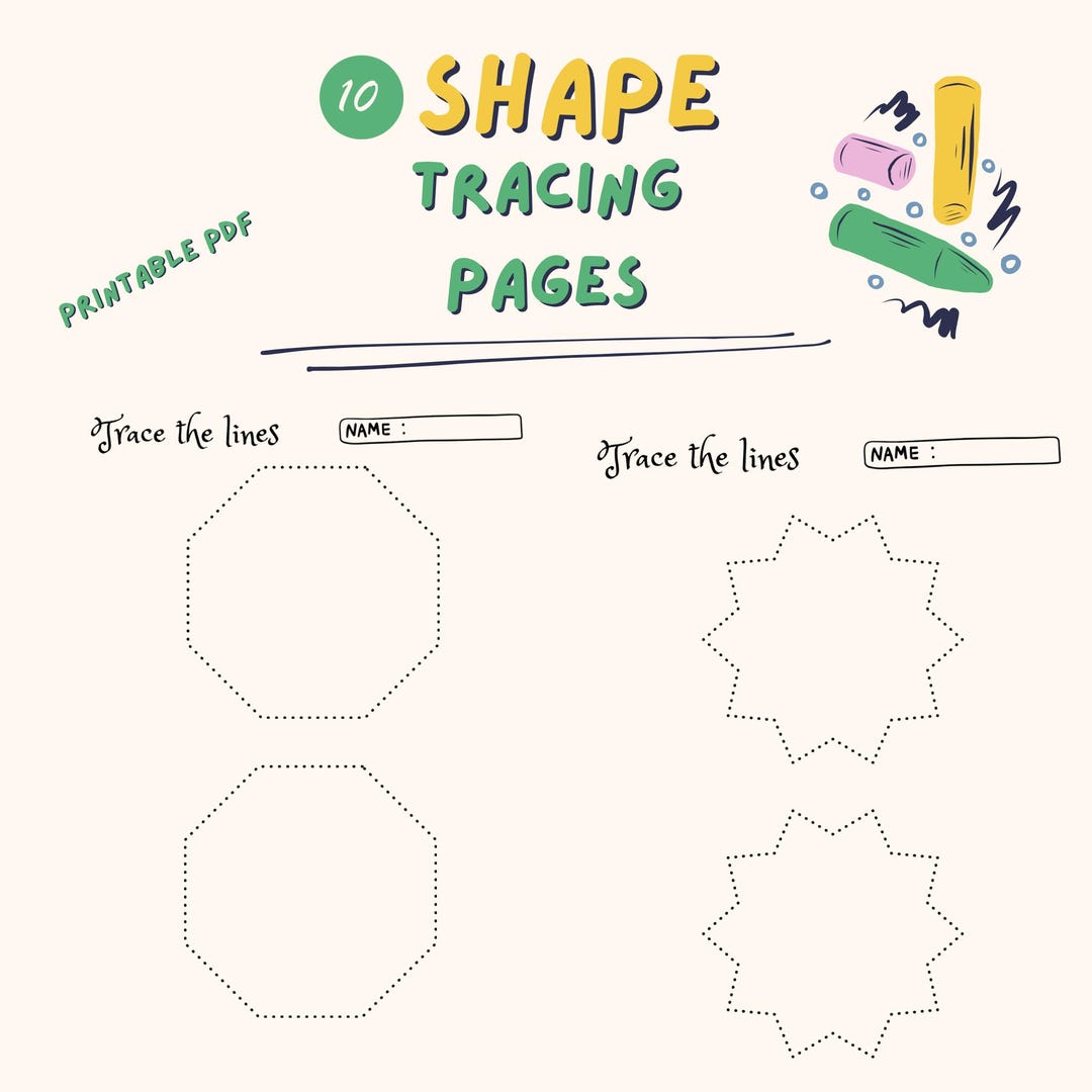 10 Shapes Tracing Worksheets • Preschool Fine Motor Skills • Pre-k ...