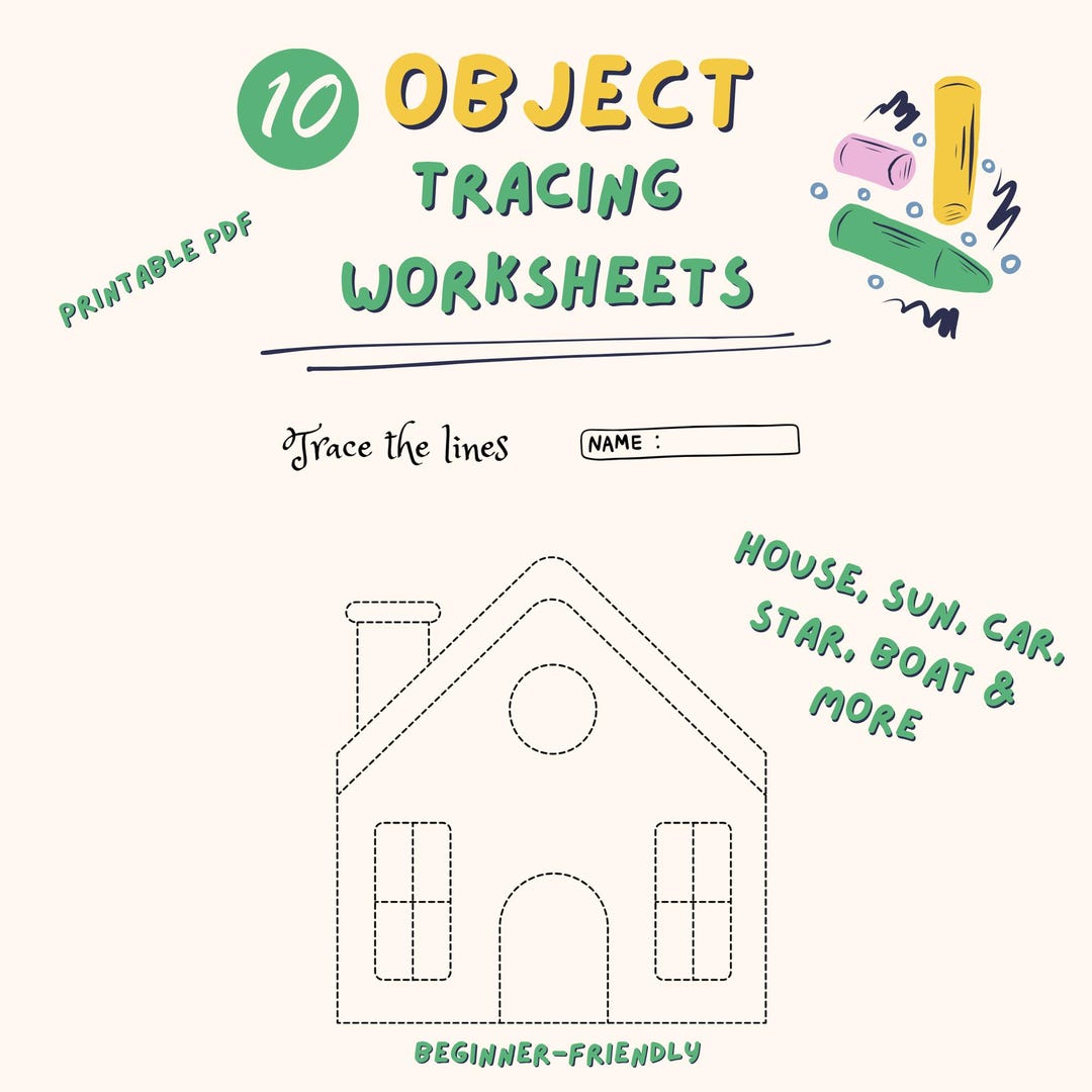 10 Object Tracing Worksheets • Preschool Fine Motor Skills • Pre-k ...