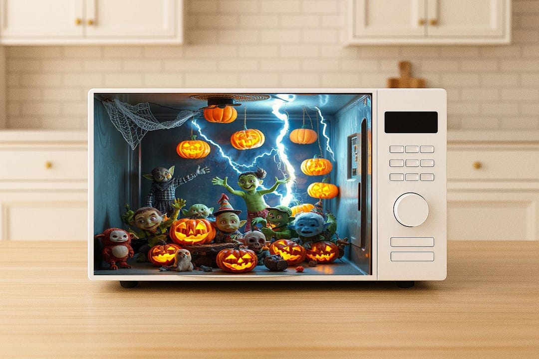 Funny Halloween Microwave Decal, Goblins Cooking Chaos, Reusable Vinyl ...