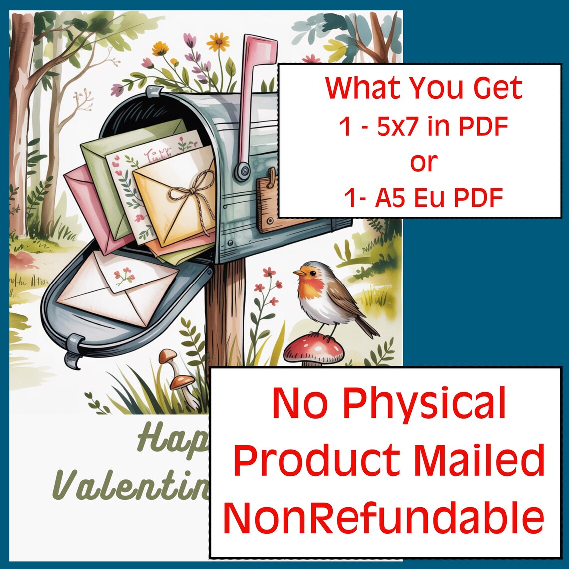 Printable Valentine’s Day Card | Mailbox Love Letter Illustration ...