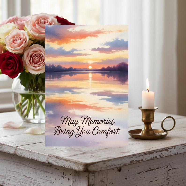 Watercolor Sunset Sympathy Card | Printable Condolence (digital ...