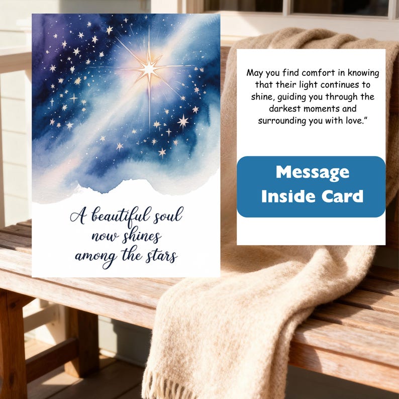 Watercolor Star Sympathy Card – Celestial Memorial (digital Download ...