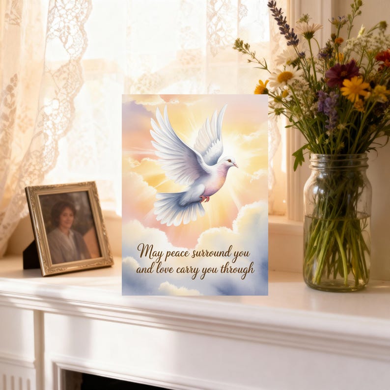 Watercolor Dove Sympathy Card | Peaceful Condolences (digital Download ...
