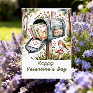 Printable Valentine’s Day Card | Mailbox Love Letter Illustration ...
