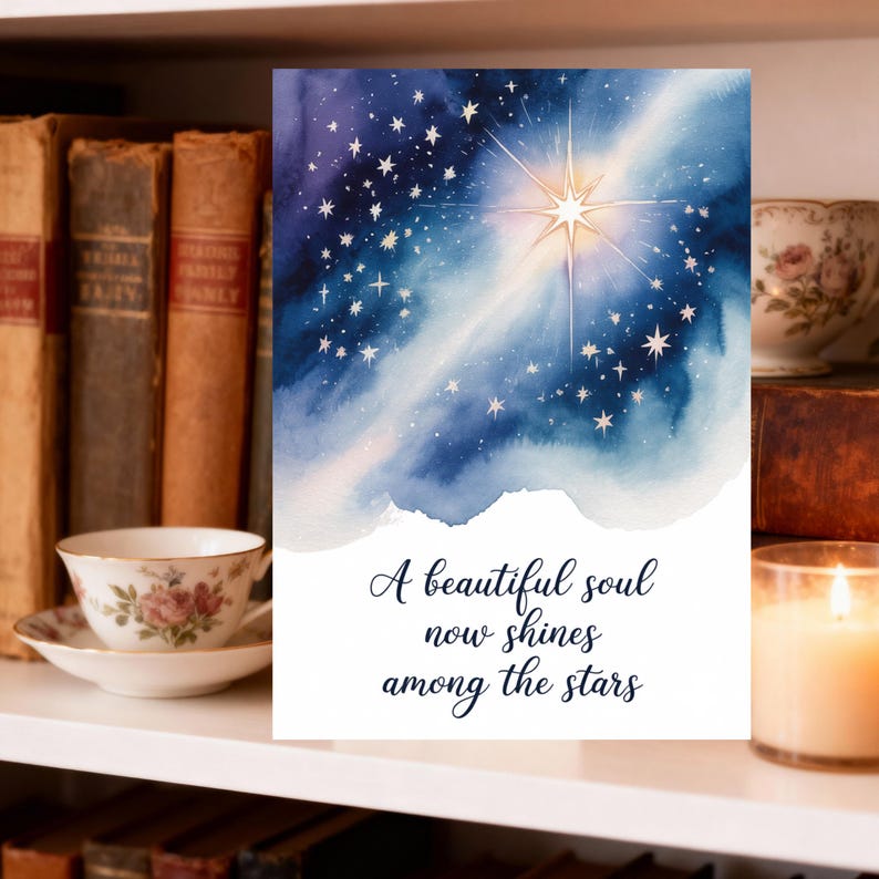 Watercolor Star Sympathy Card – Celestial Memorial (digital Download ...
