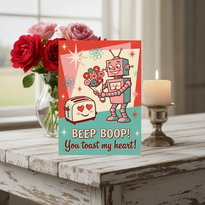 Mid Century Robot Valentine Card | Geek Love (digital Download) - Etsy