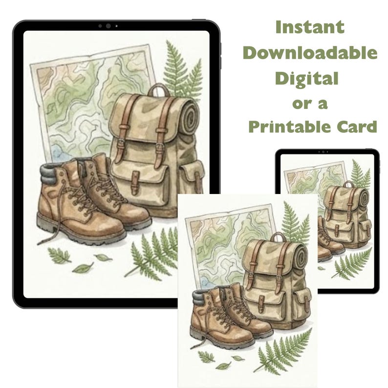Adventure Lovers Birthday Card Printable, Hiking Birthday, Nature Lover ...