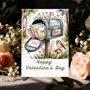 Printable Valentine’s Day Card | Mailbox Love Letter Illustration ...