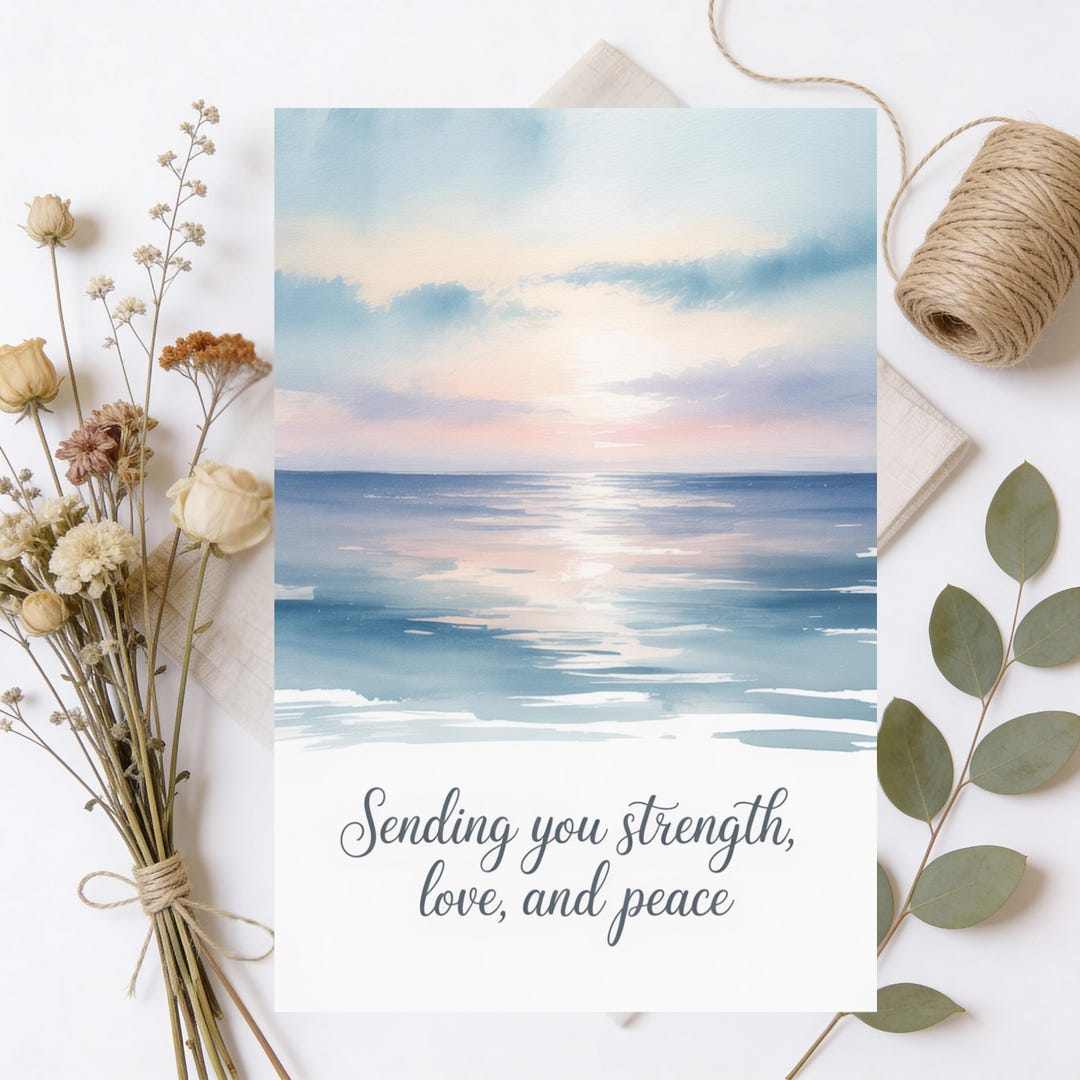 Printable Sympathy Card, Sending Strength Love and Peace, Digital ...