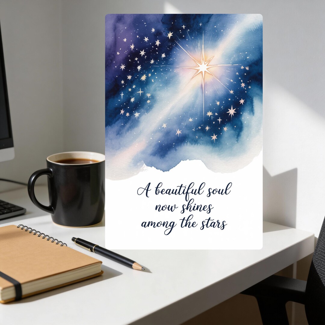 Watercolor Star Sympathy Card – Celestial Memorial (digital Download ...