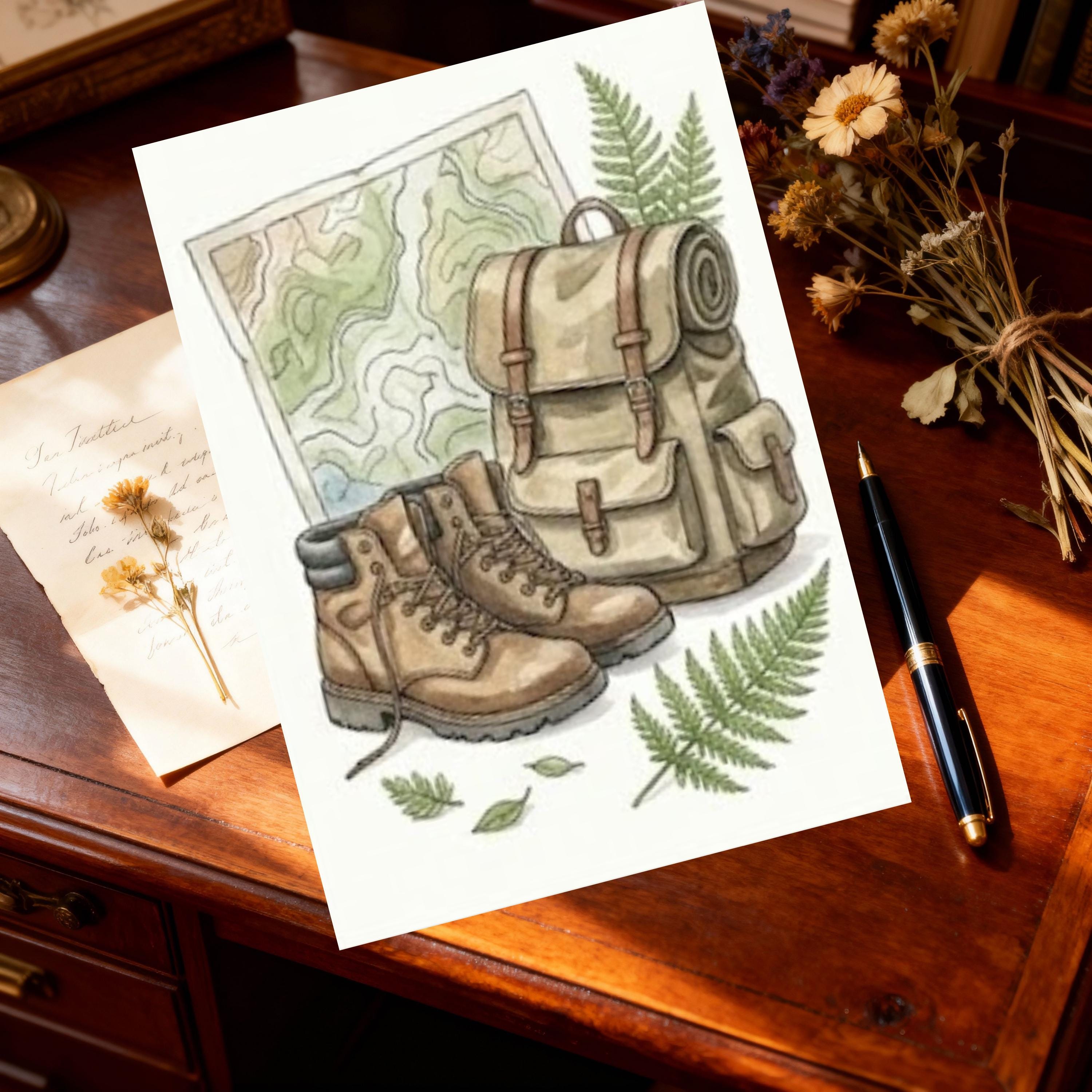 Adventure Lovers Birthday Card Printable, Hiking Birthday, Nature Lover ...