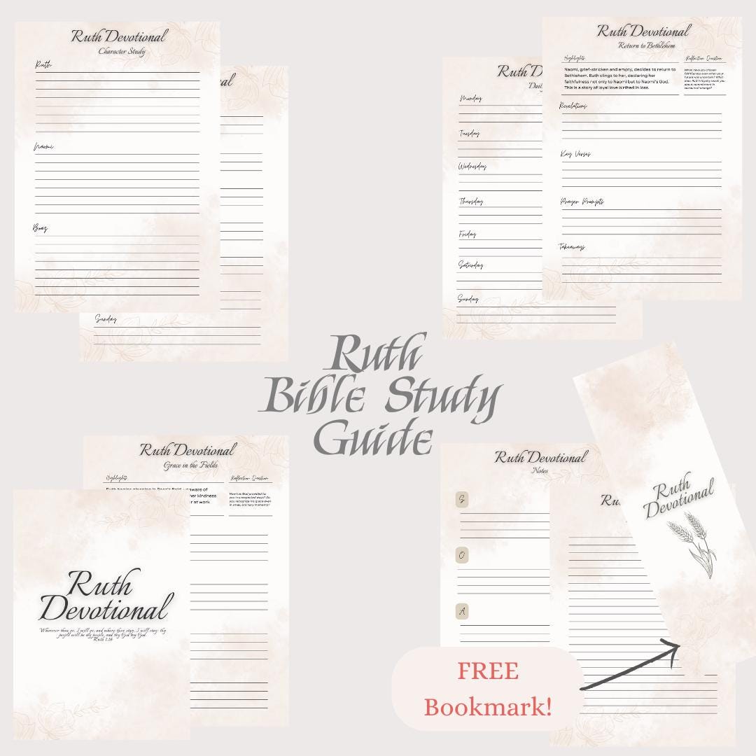 Ruth Bible Study Printable Christian Guide, Faith & Redemption DIGITAL ...