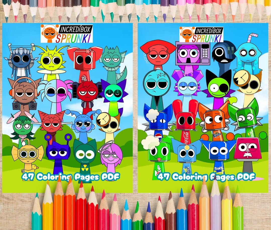 Sprunki Characters Colouring Pages: 47 Printable Pages (PDF) Digital ...
