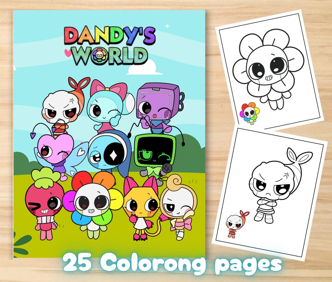 Dandy's World Colouring Pages : 25 Printable Gamer Character Pages (A4 ...