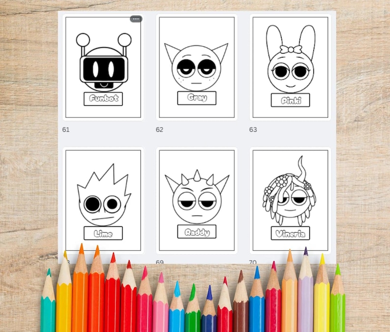 Sprunki Characters Colouring Pages: 47 Printable Pages (PDF) Digital ...
