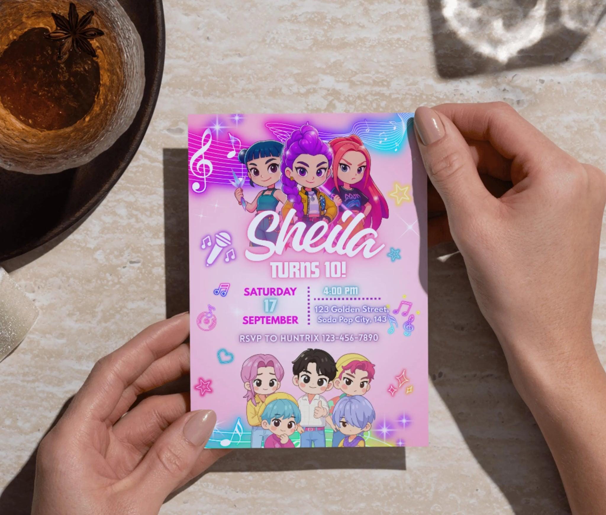Kpop Demon Hunter Birthday Invitation | Editable Canva Template | Kpop ...