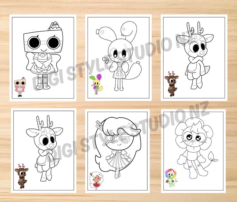 Dandy's World Colouring Pages : 25 Printable Gamer Character Pages (A4 ...