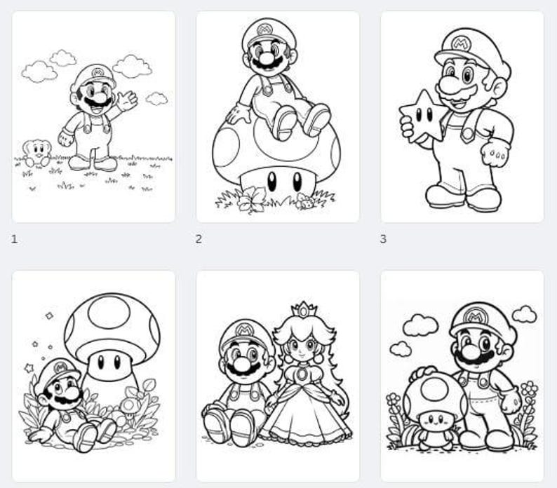 Super Mario Coloring Pages: 50 Printable Cartoon Activities (PDF ...