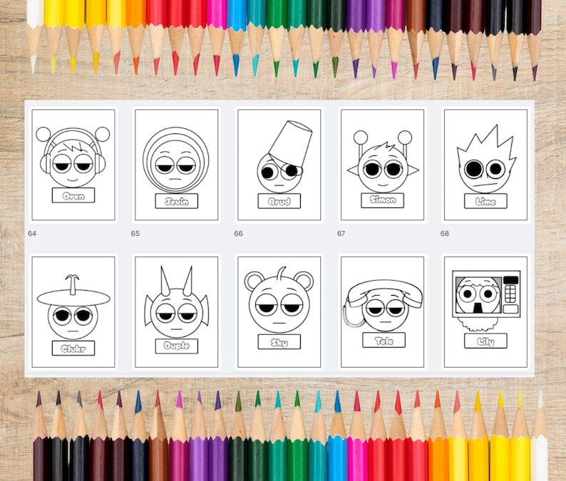 Sprunki Characters Colouring Pages: 47 Printable Pages (PDF) Digital ...
