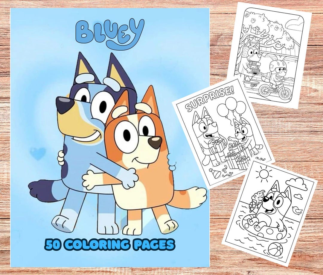 Bluey Coloring Pages | 50 Printable Activity for Kids PDF Digital ...