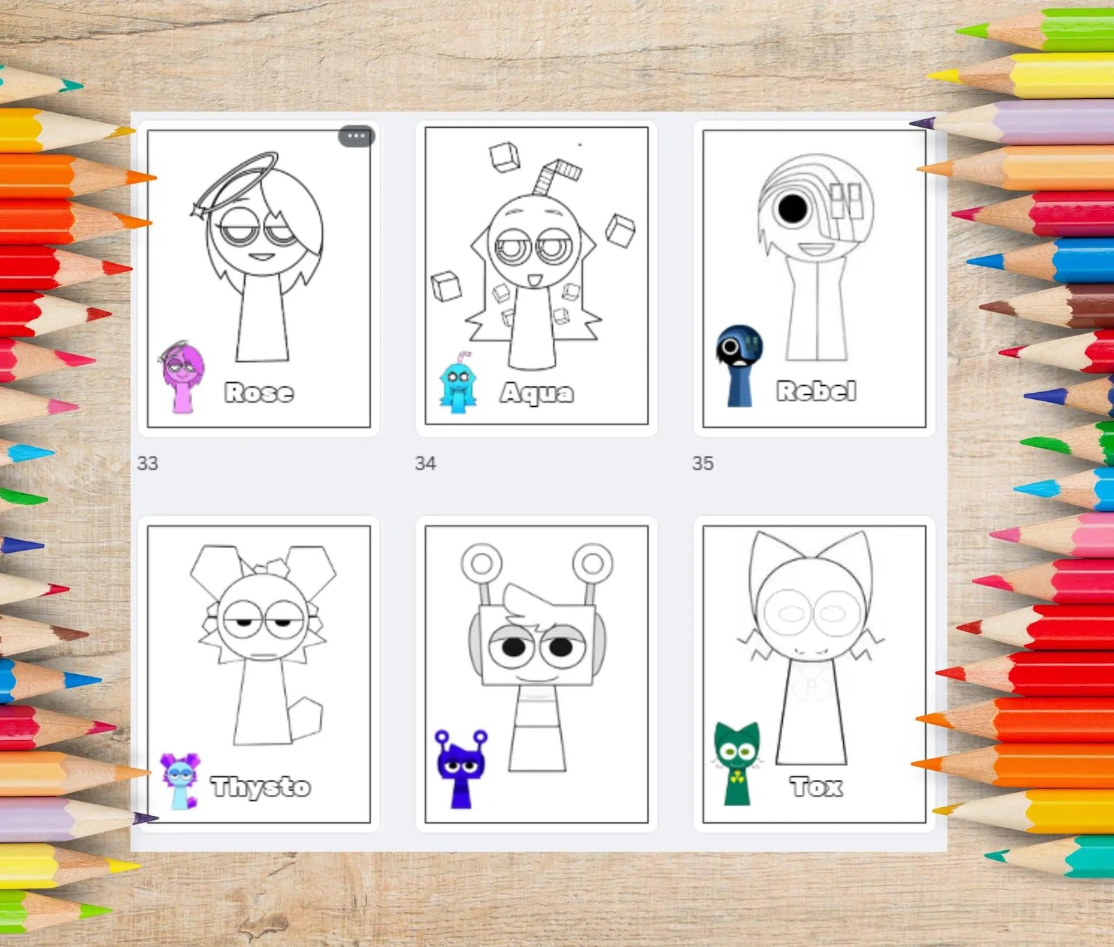 Sprunki Characters Colouring Pages: 47 Printable Pages (PDF) Digital ...