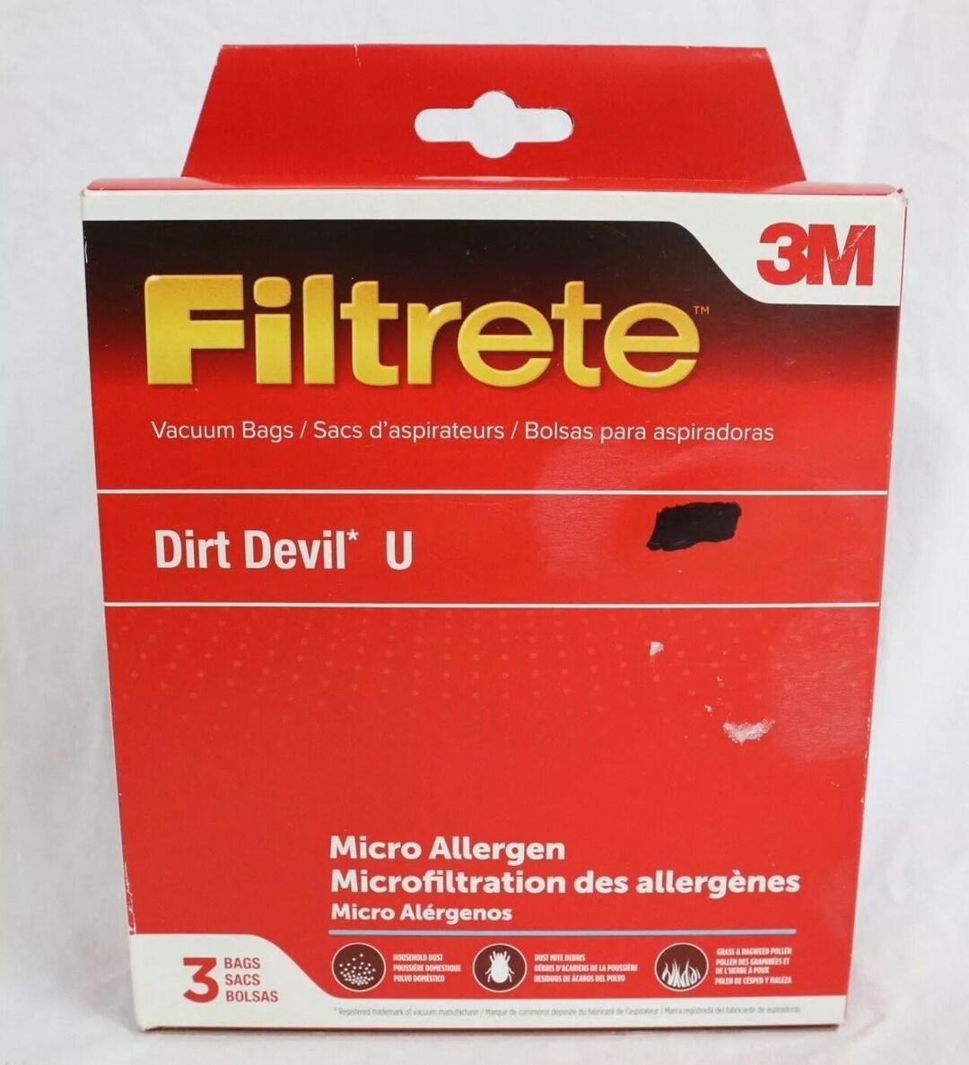 3M Filtrete Dirt Devil U Vacuum Bags - Micro Allergen, Box of 3 (NOS ...