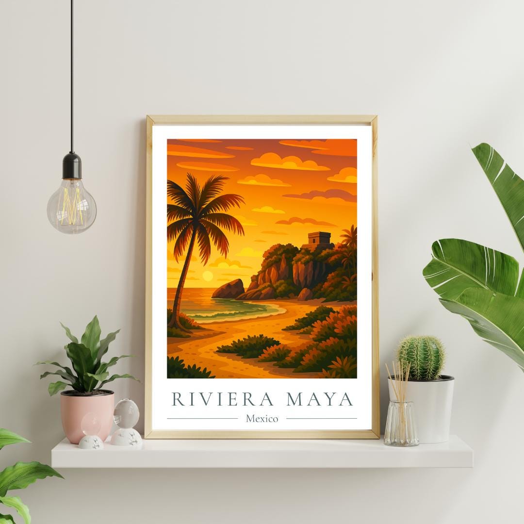 Mexico - Riviera Maya - Retro Travel Poster - Etsy