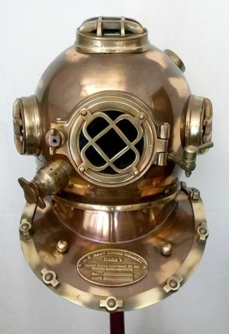Vintage Style Diving Helmet – Steel & Aluminum, Nautical Decor - Etsy