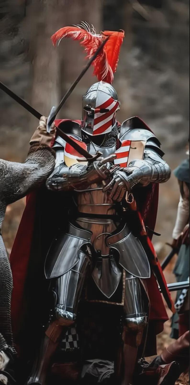 Royal Knight Full Armor Set ~ Mild Steel Barbuta, LARP Cosplay Costume ...