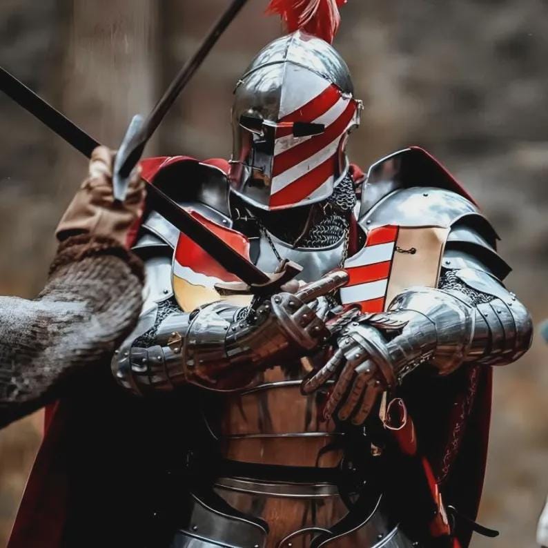 Royal Knight Full Armor Set ~ Mild Steel Barbuta, LARP Cosplay Costume ...