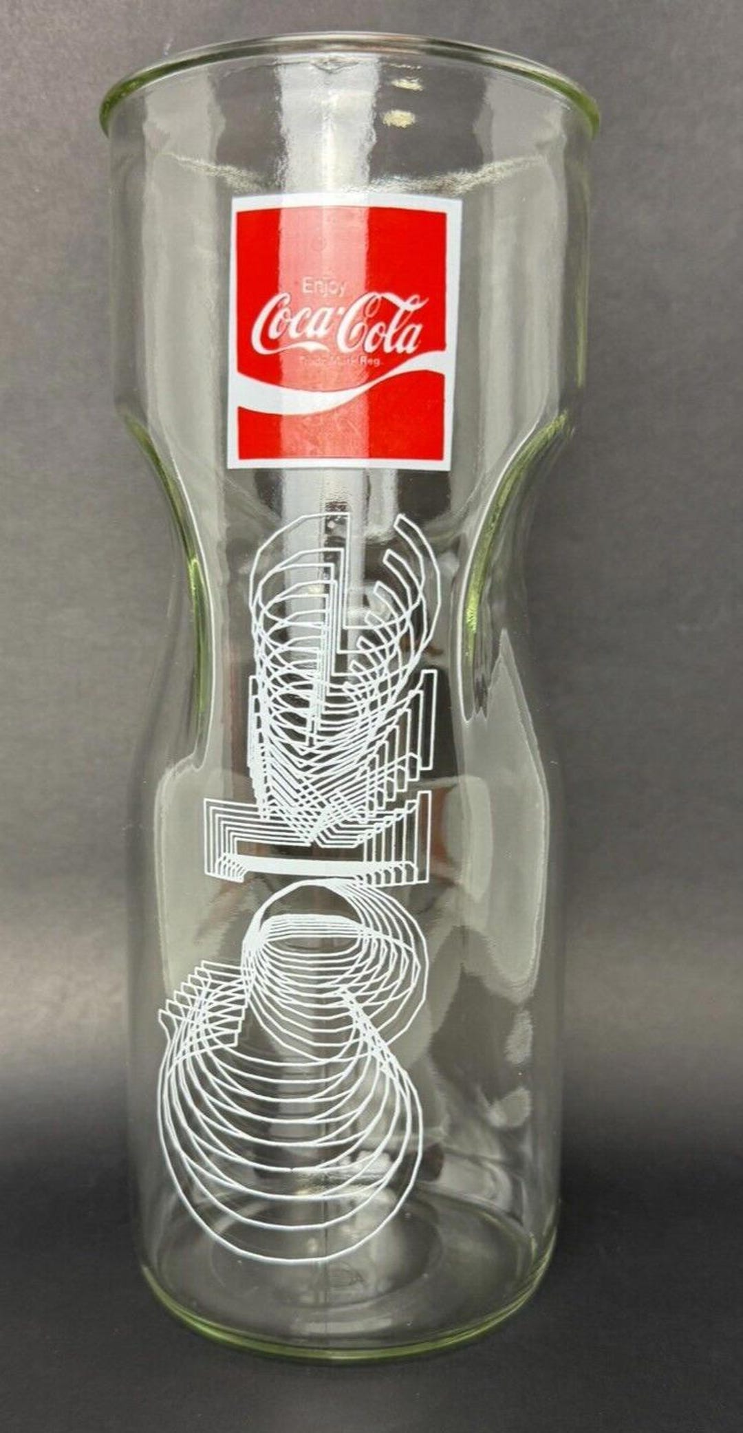 Vintage COKE Coca Cola Glass Clear Pitcher Carafe Vase 9.5"h Red Logo ...