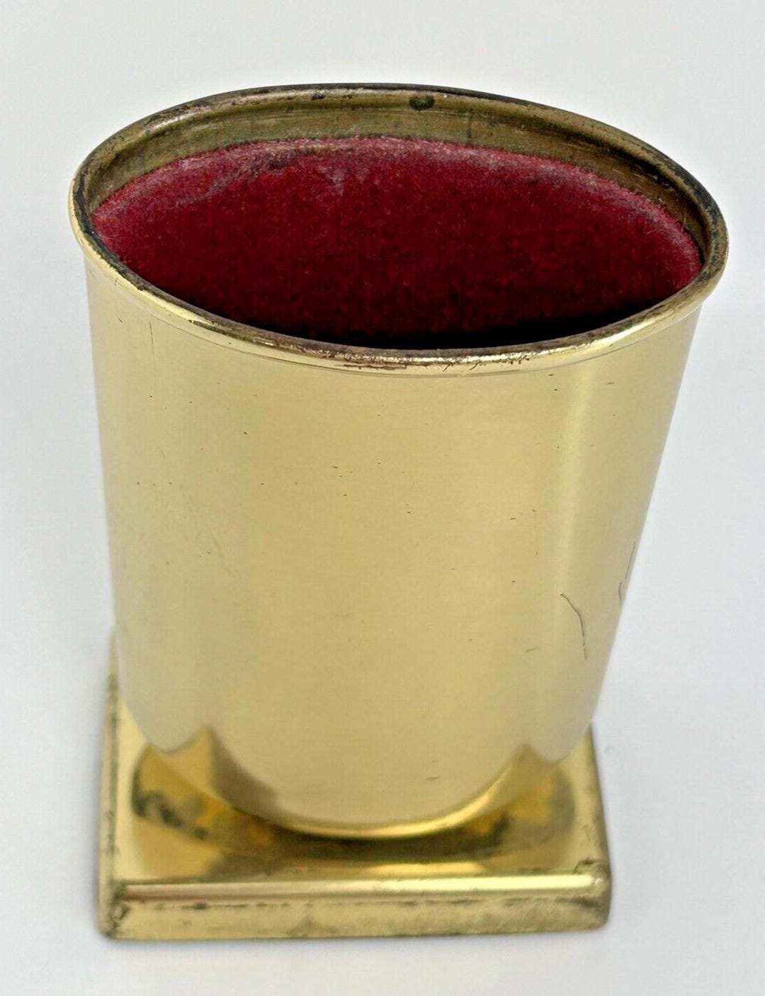 Vintage Mid Century Modern Brass Heavy Footed Eye Glasses Holder Red ...