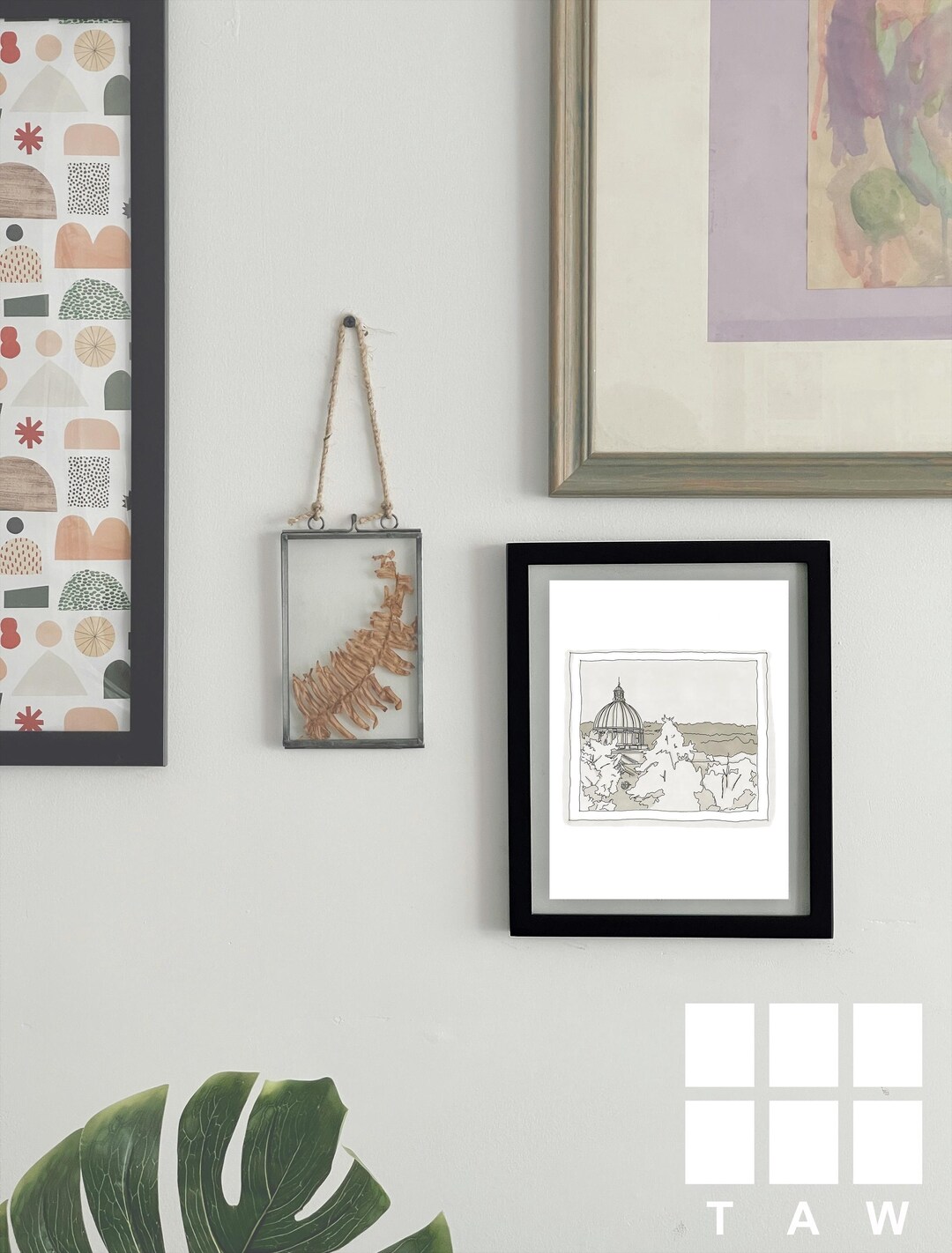 Framed View - Architectural Sketch Printable, Modern Line Art, Neutral ...
