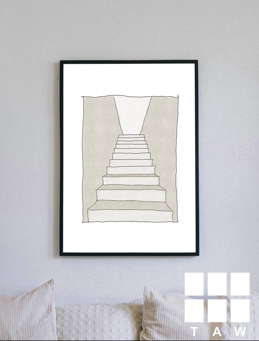 Stair Study No.1 - Architectural Sketch Printable, Modern Line Art ...