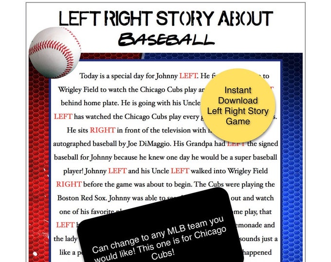 Baseball Party Game Left Right Story Pass the Present - Etsy